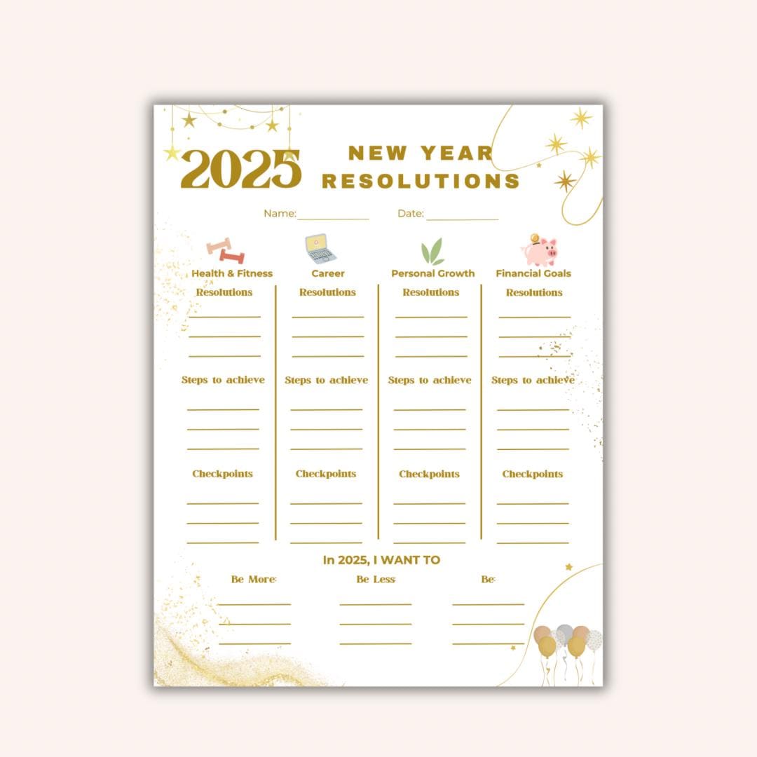 2025 New Year Resolution Planner | Goal Setting | Productivity Planner ...