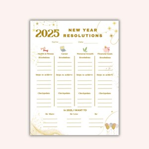 2025 New Year Resolution Planner | Goal Setting | Productivity Planner| Task Tracker | Personal ...
