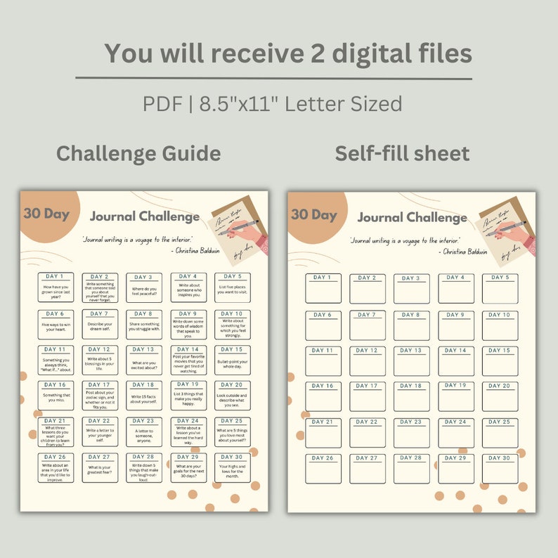 30 Day Journal Challenge | Writing Challenge | 30 Day Prompts | Writing ...