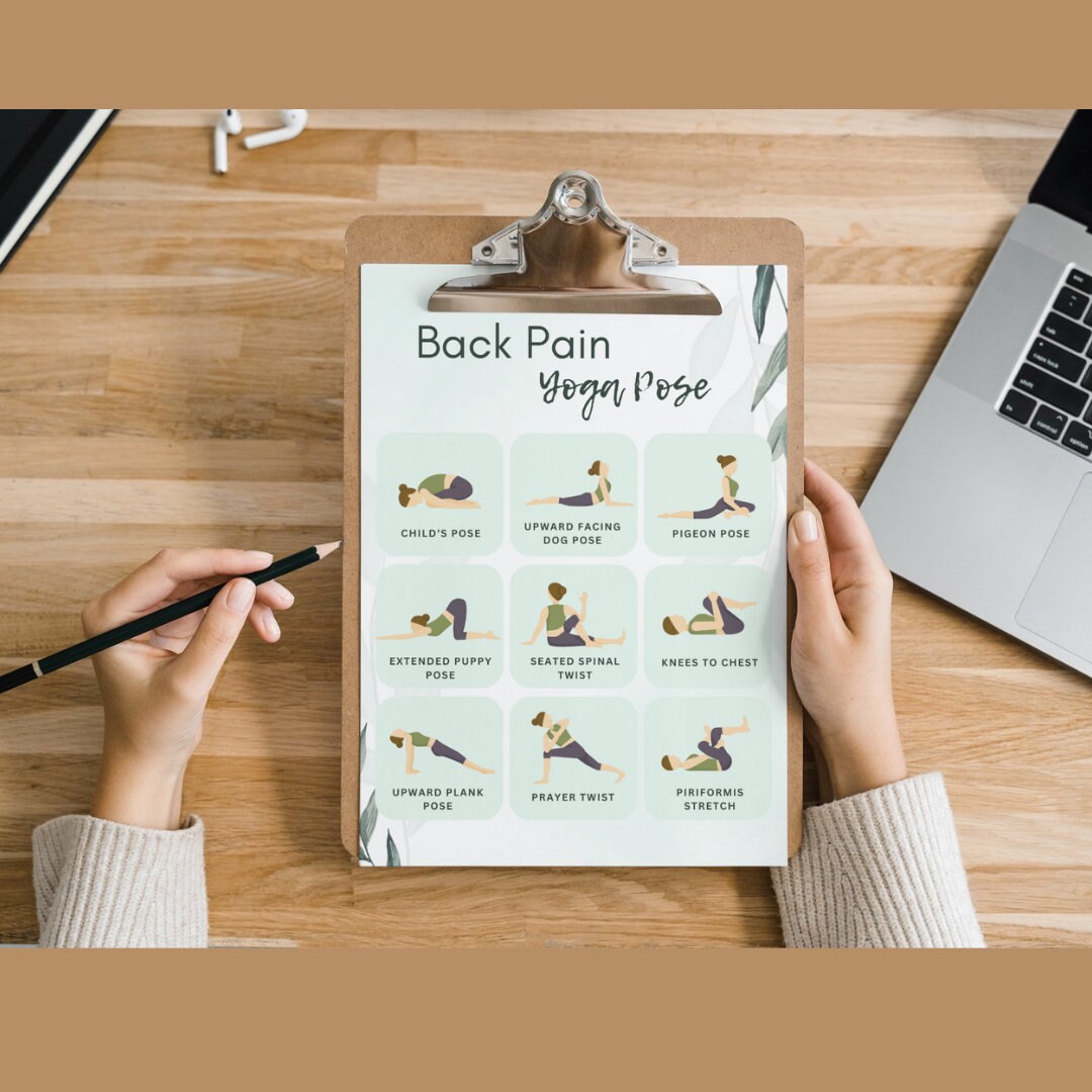 Back Pain Yoga Pose Poster Digital Back Stretches Guide Spinal Health ...