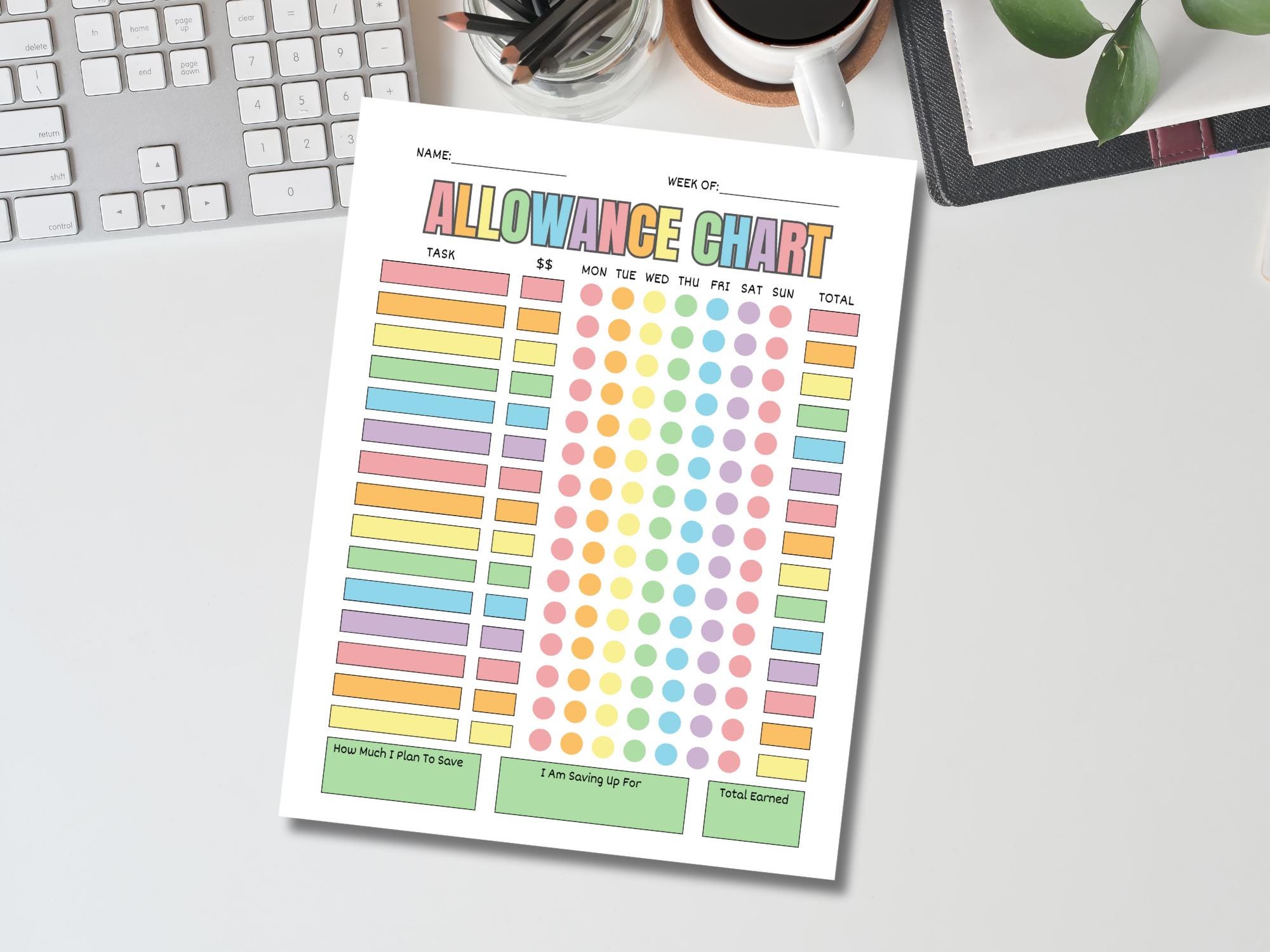 Kids Allowance Chart Printable | Editable Kids Chores Chart | Weekly ...