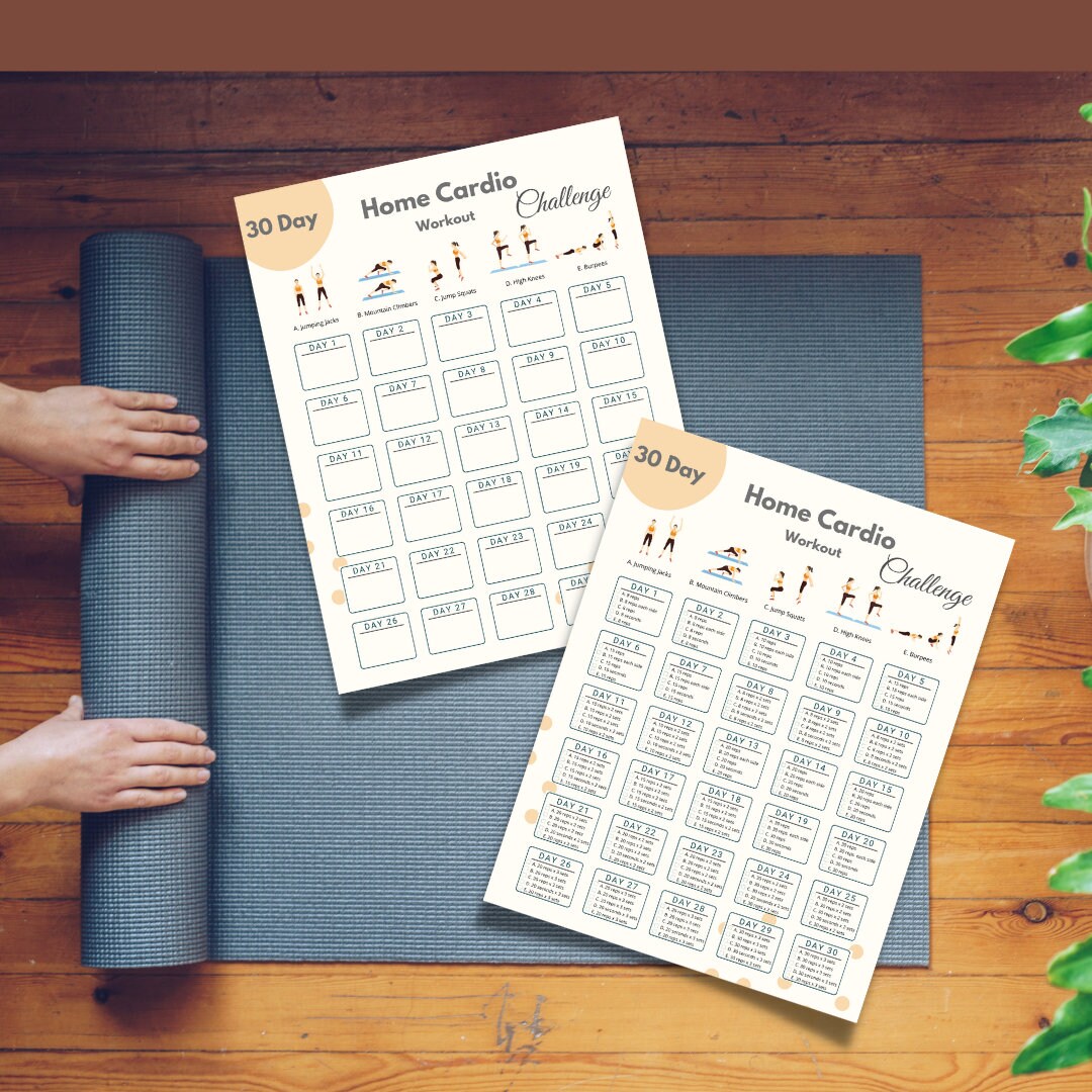 30 Day Home Cardio Workout Challenge Printable | Home Fitness | Quick ...