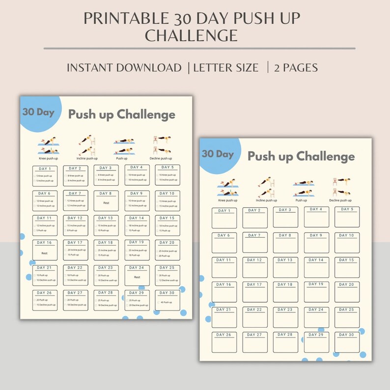 30 Day Push up Challenge Push up Workout Digital Workout - Etsy