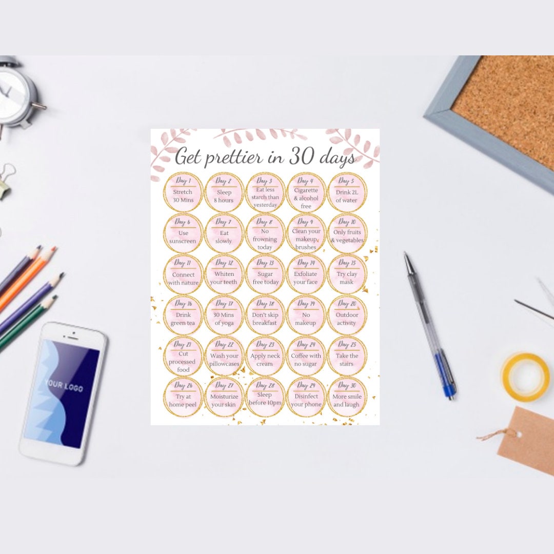 Get Prettier in 30 Days 30 Day Beauty Challenge Be Pretty Planner ...