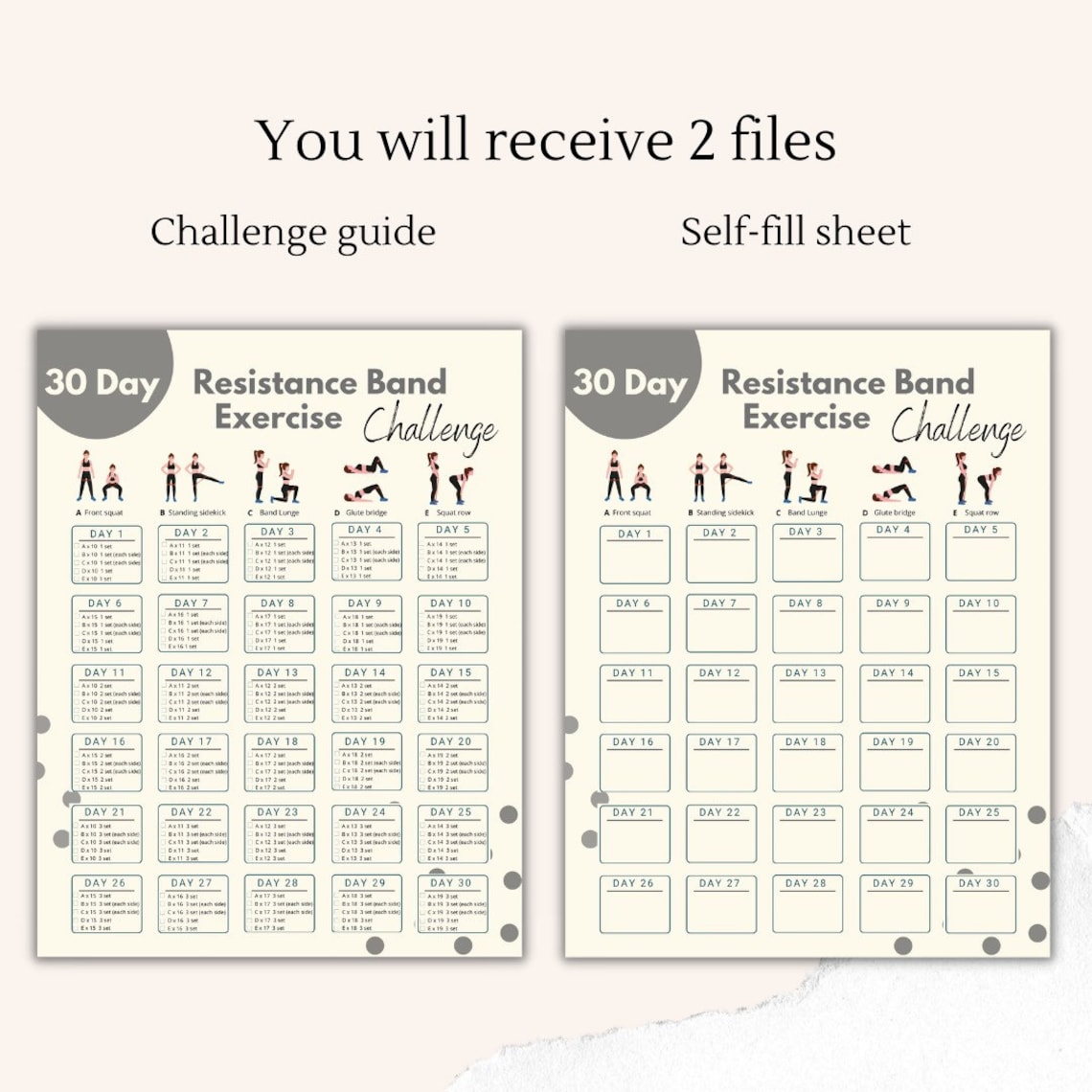 30 Day Resistance Band Exercise Challenge | Digital Fitness Planner ...