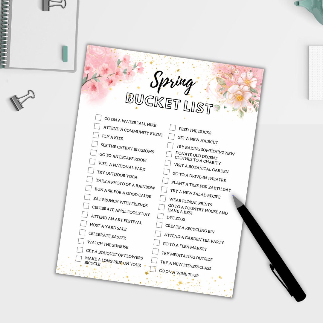 Spring Bucket List Printable Digital Spring Fun Activities Spring ...