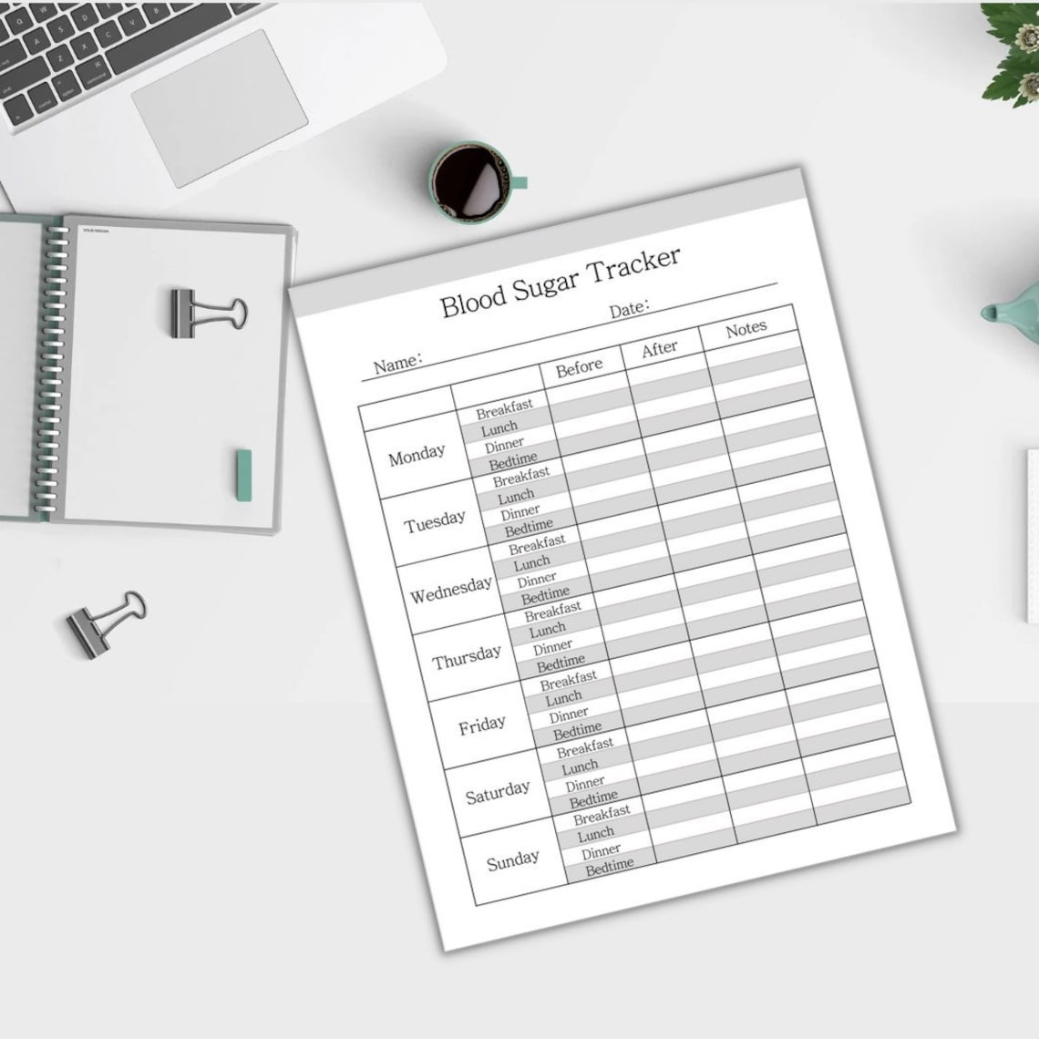 Blood Sugar Tracker Printable Glucose Log Pregnancy Diabetes Tracker ...