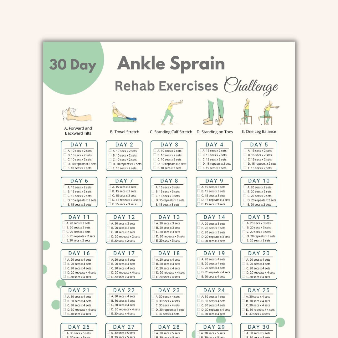 30 Day Ankle Sprain Rehab Exercise Challenge | Ankle Injuries Exercise ...