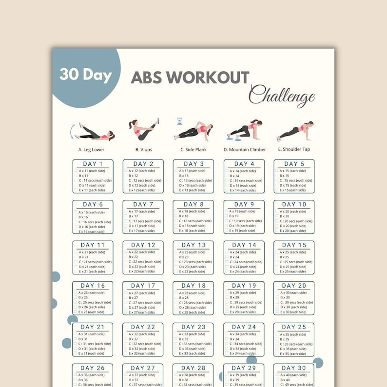 30 Day Abs Workout Challenge | Core Workout | Flat Belly | Home Workout ...