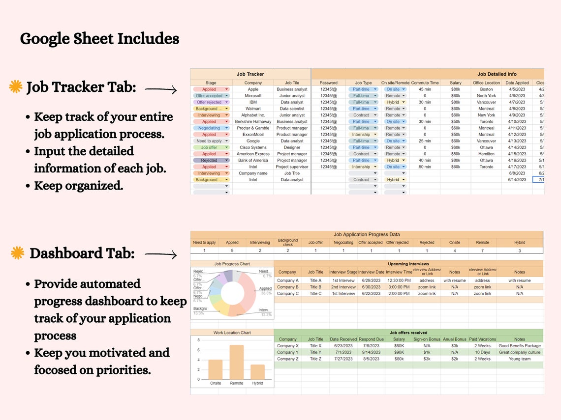 Job Application Tracker Google Sheet Job Search Planner Easy Find Job ...