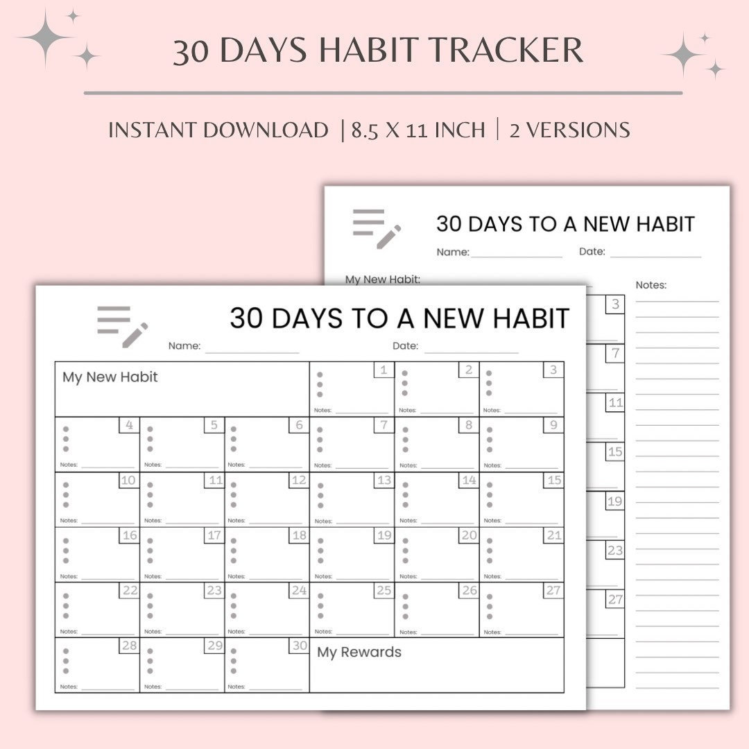 30 Days Habit Planner Habit Tracker Planner Habit Planner - Etsy