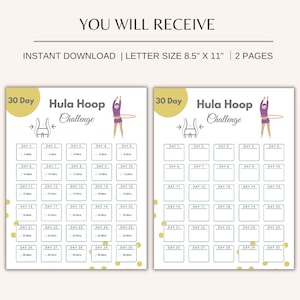 30 Day Hula Hoop Challenge Planner | Slim Waist Workout | Weight Loss ...