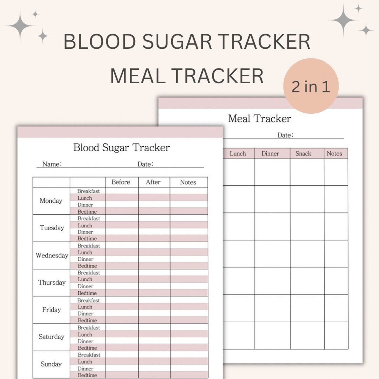 Blood Sugar Tracker Printable | Glucose Log | Pregnancy Diabetes ...