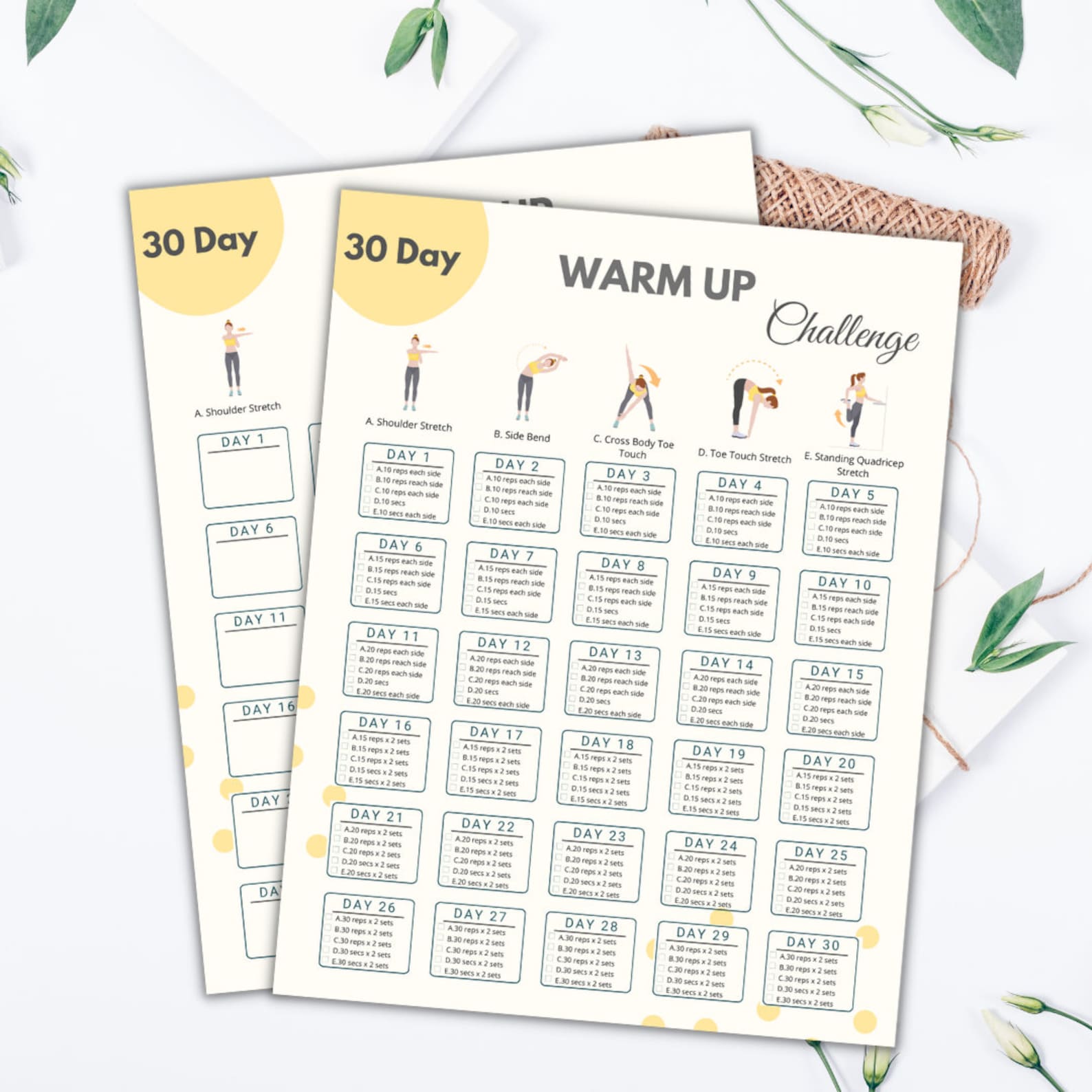 30 Day Warm up Challenge Printable | Workout Prep Digital | Body ...