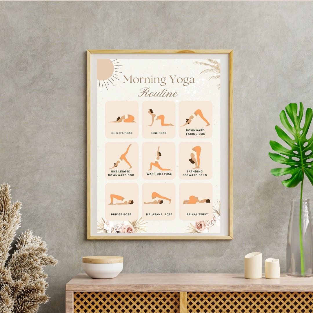 Morning Yoga Routine Poster Printable | Digital Yoga Poster | Morning ...