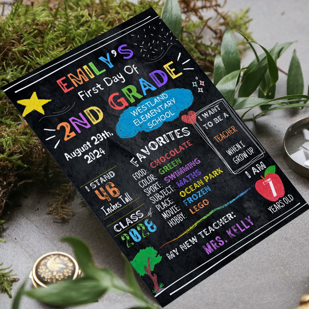 First Day of School Sign Canva Template | Chalkboard Back to School ...
