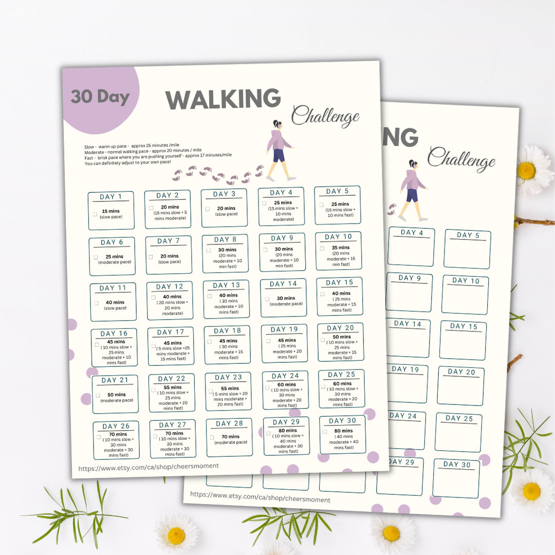 30 Day Walking Challenge Printable | Digital Walking Planner | Monthly ...