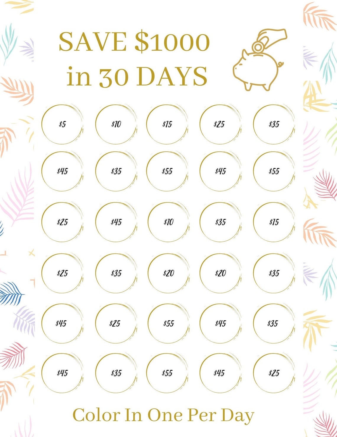 Save 1000 in 30 Days Challenge Money Saving Challenge | Etsy