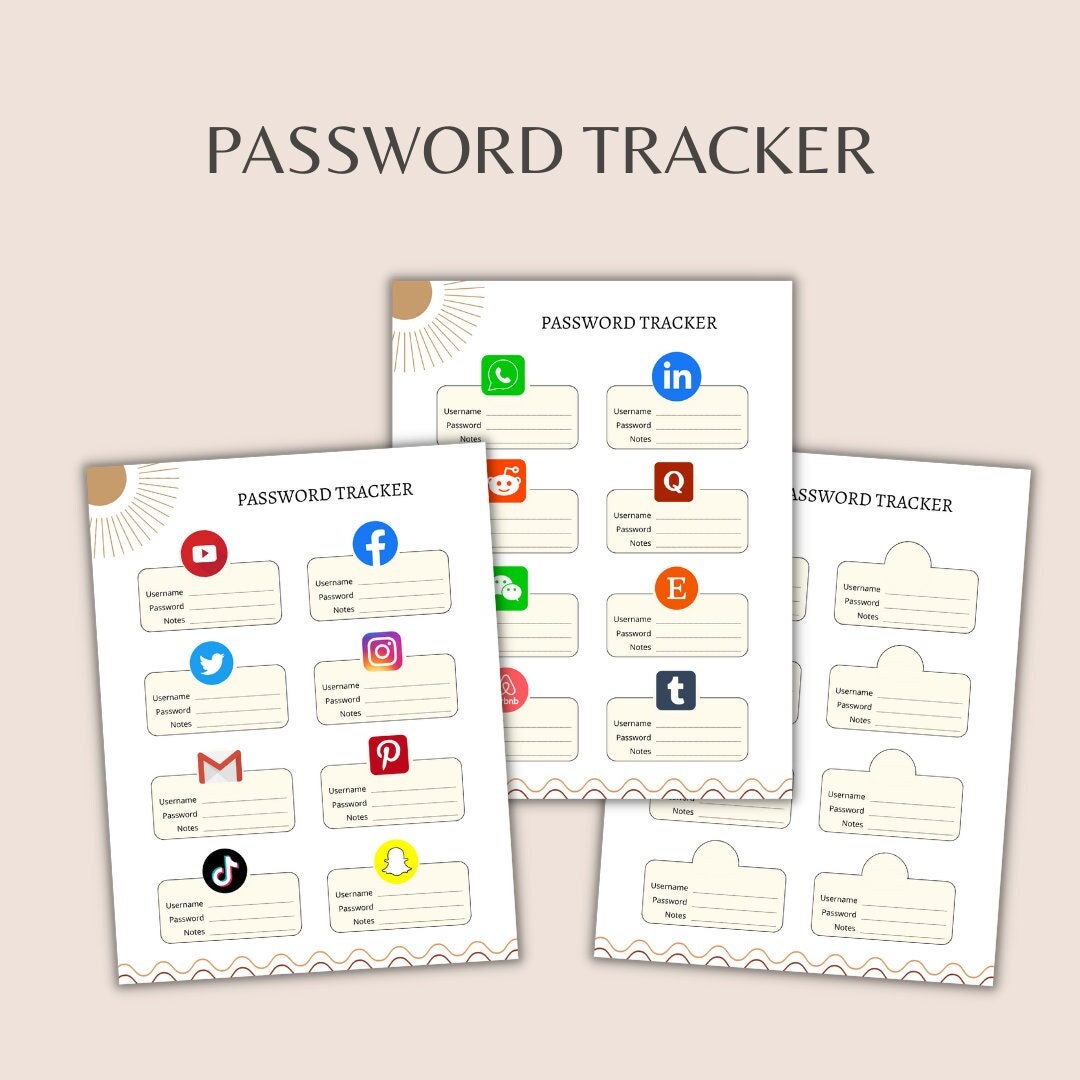 Password Tracker | Digital Password Log | Bullet Journal Planner ...