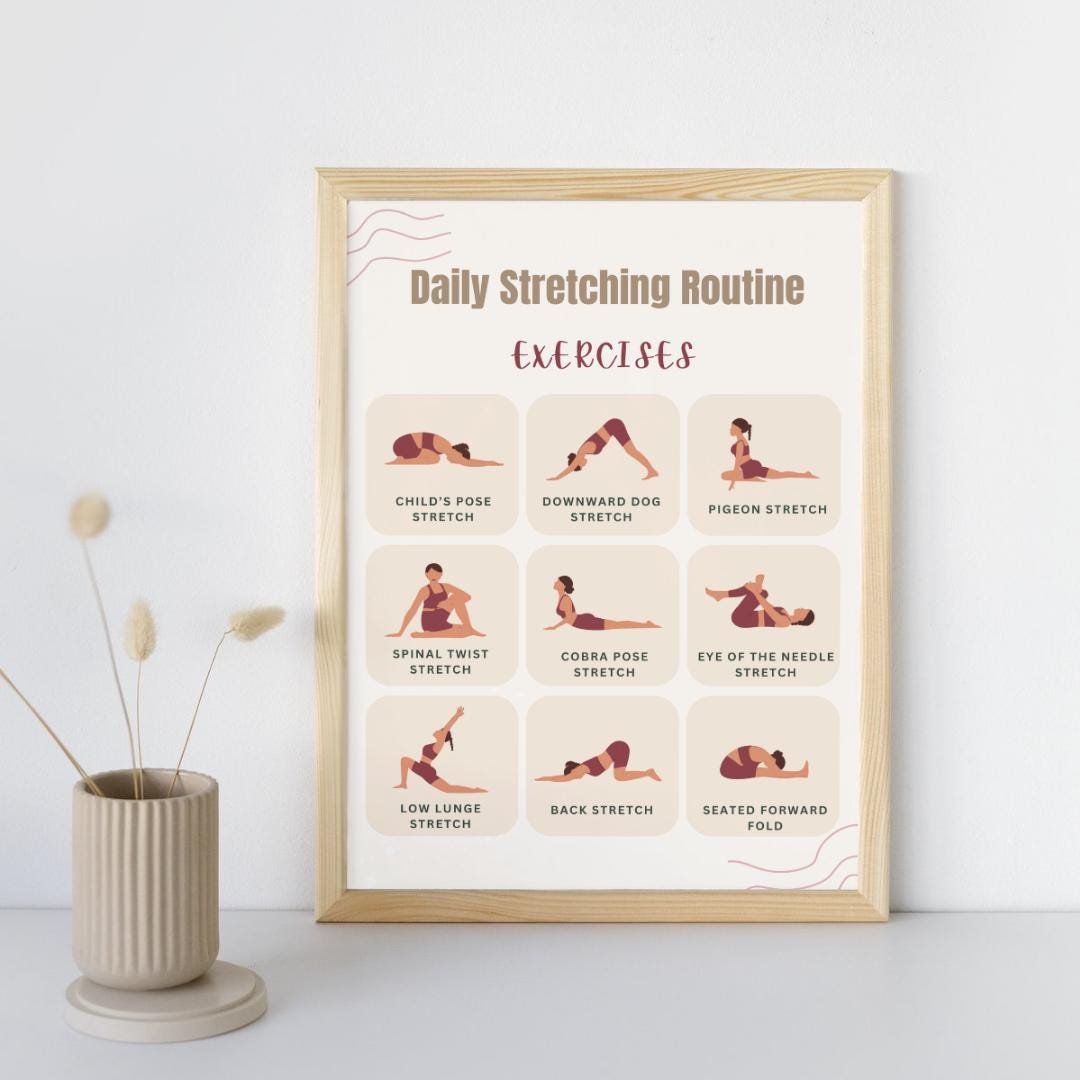 Daily Stretch Routine Poster Printable | Digital Yoga Poster |yoga ...