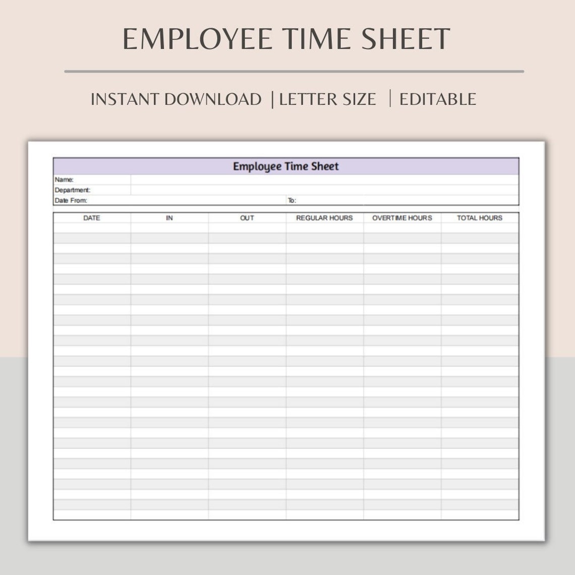 Employee Time Sheet | Editable Time Sheet | Work Schedule Planner - Etsy