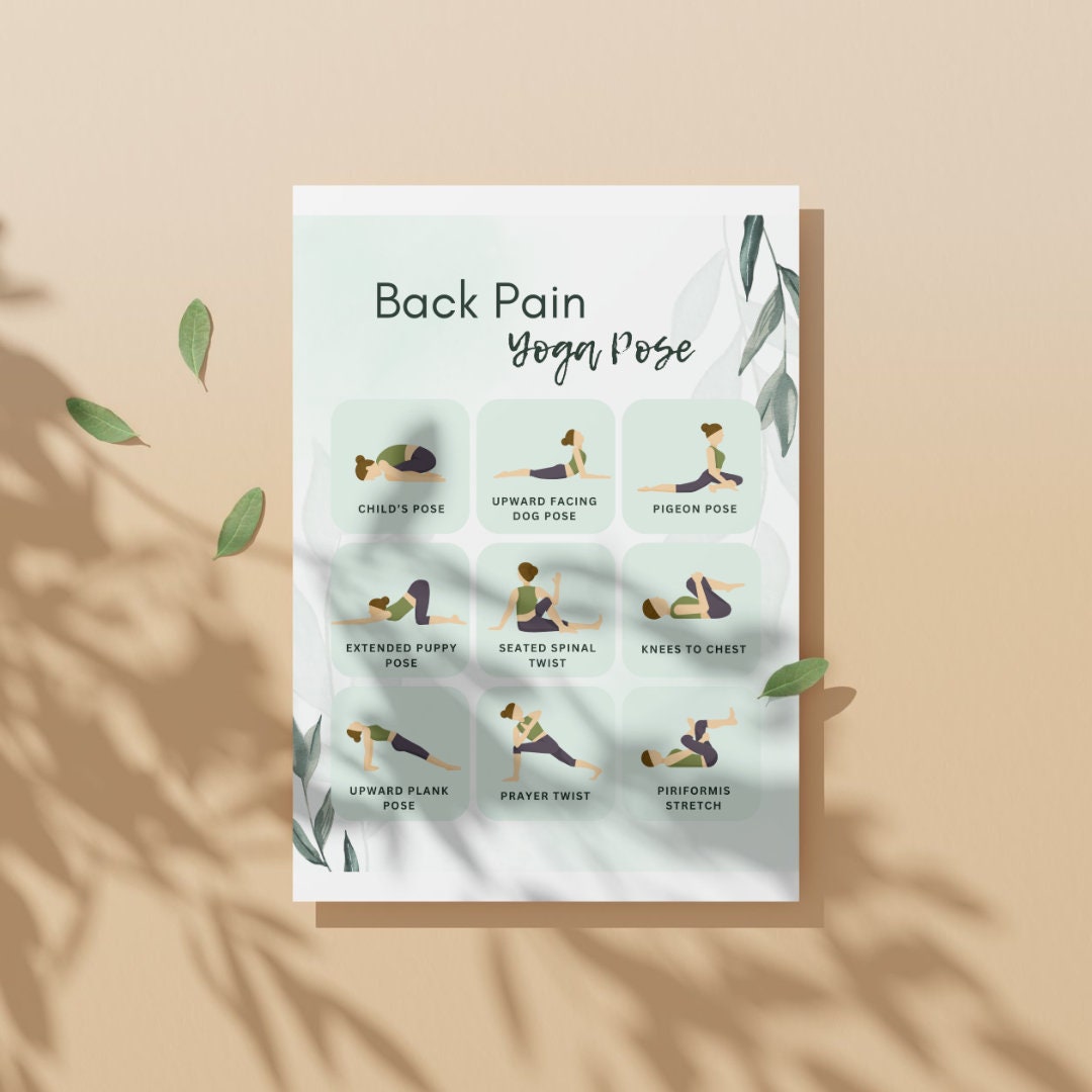 Back Pain Yoga Pose Poster Digital Back Stretches Guide Spinal Health ...