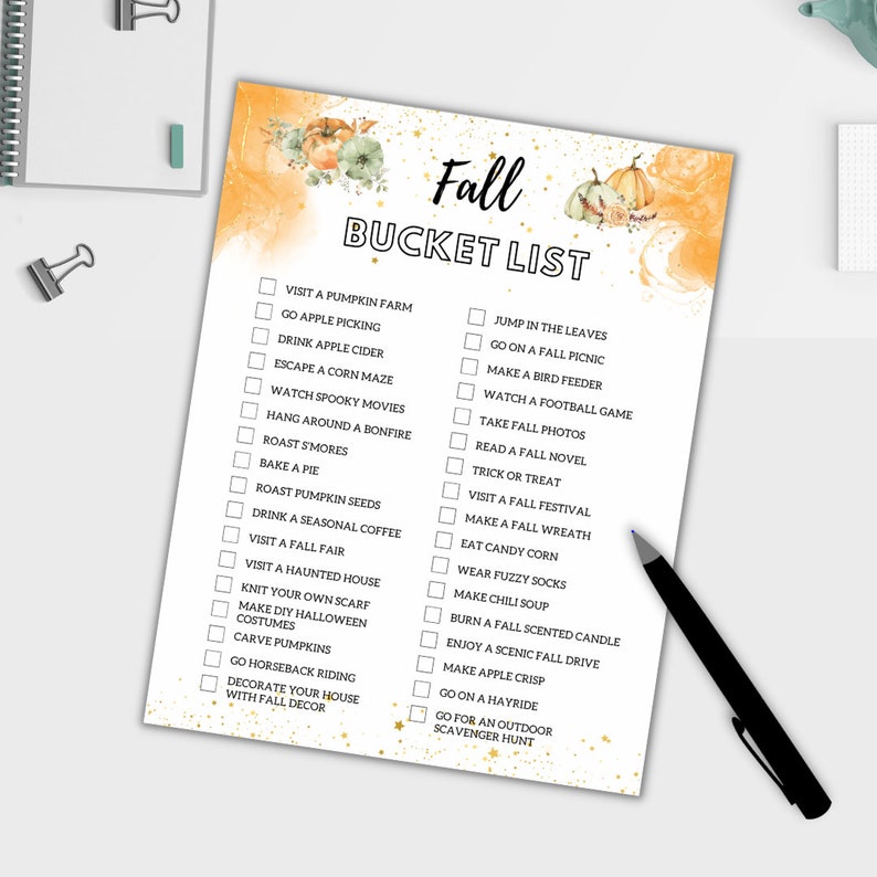 Fall Bucket List Printable | Autumn Fun Activities Idea | Autumn to Do ...
