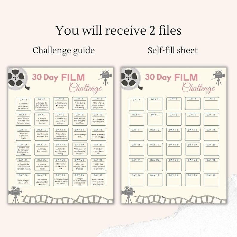 30 Day Movie Challenge | Digital Film Tracker | Movie Planner ...
