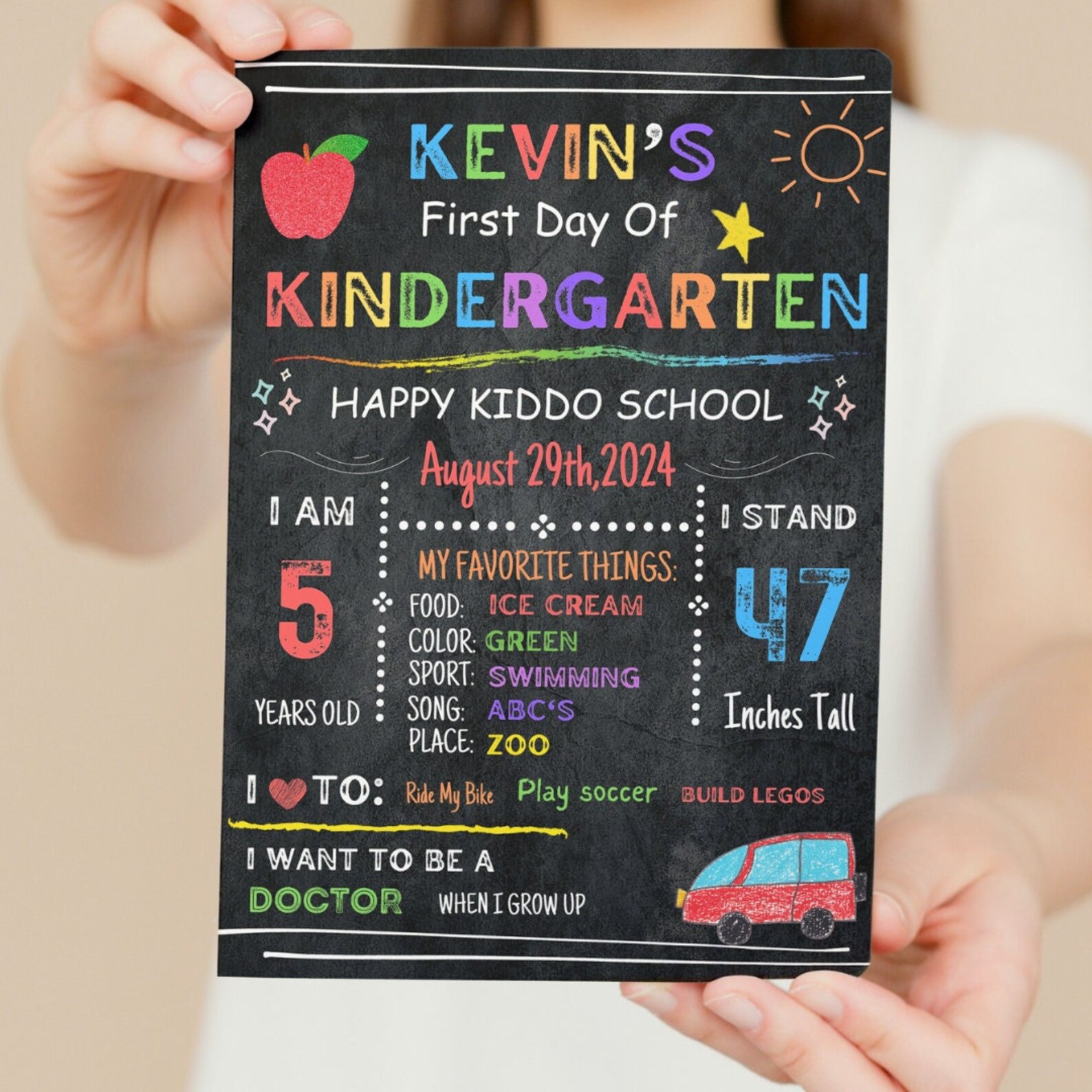 First Day of School Sign Canva Template | Chalkboard Back to School ...
