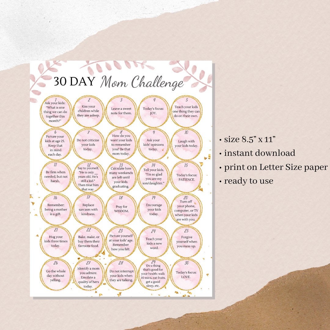 Printable 30 Day Mom Challenge Relationship Building With - Etsy
