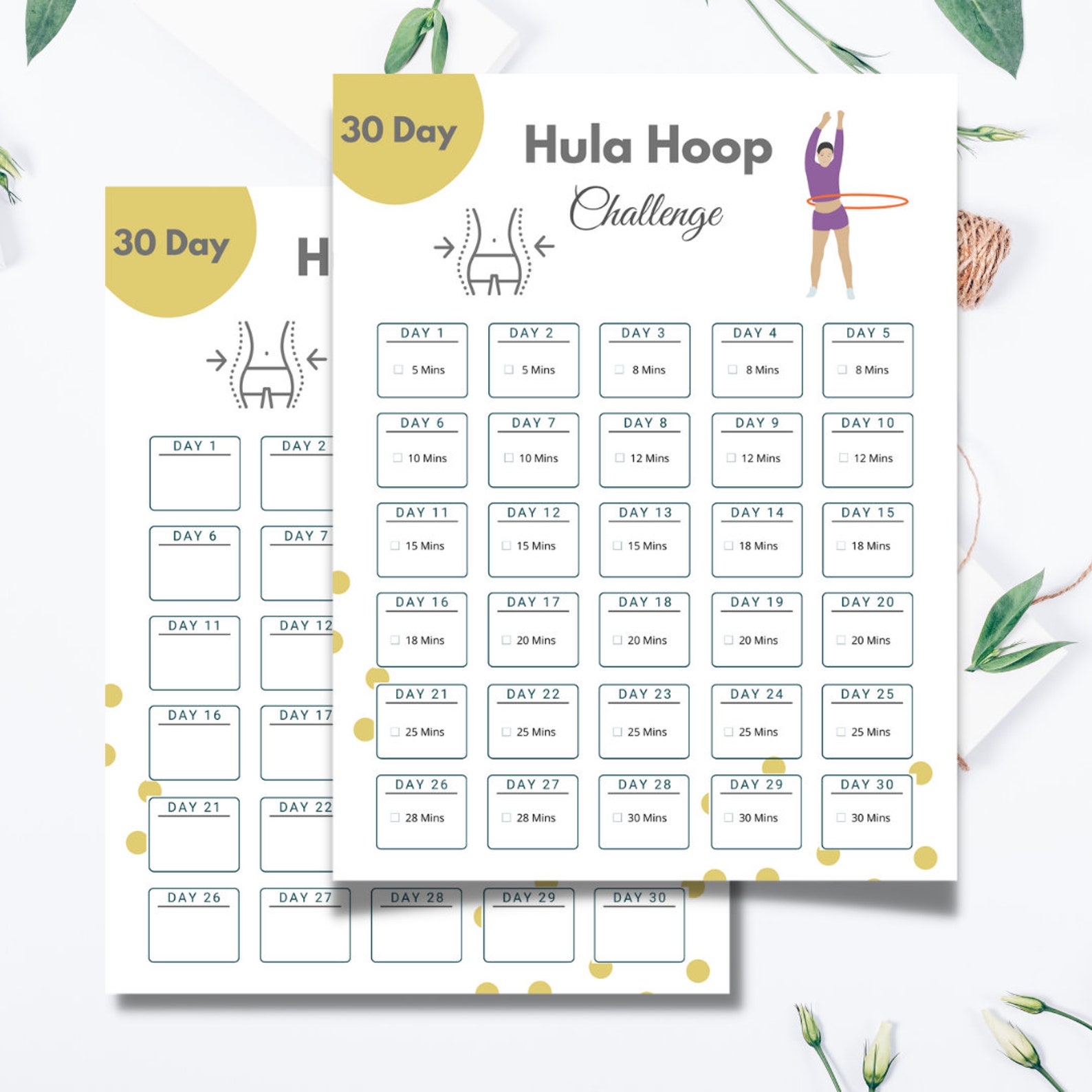 30 Day Hula Hoop Challenge Planner | Slim Waist Workout | Weight Loss ...