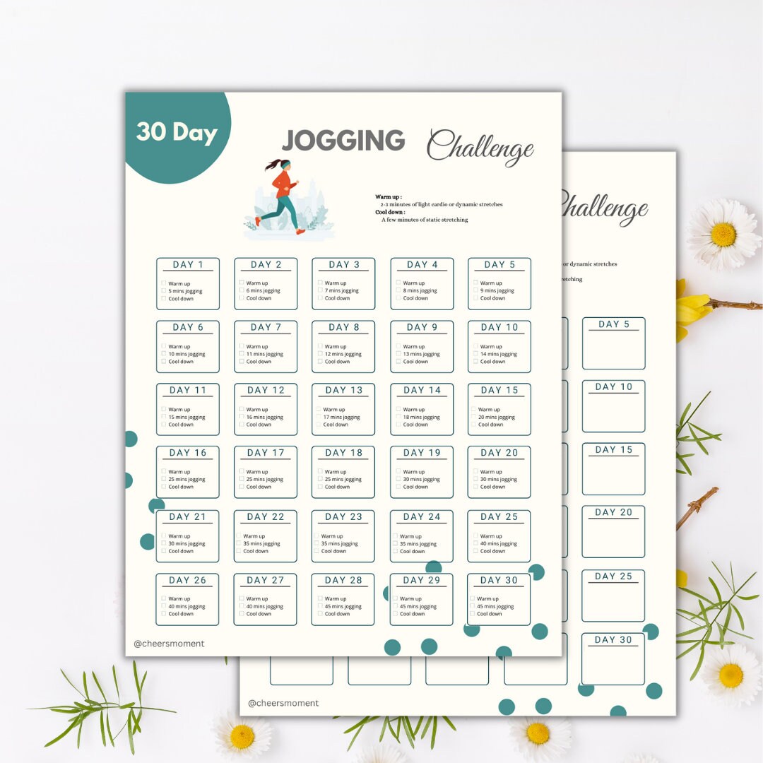 Ultimate 30 Day Jogging Challenge Running Fitness Printable Running ...