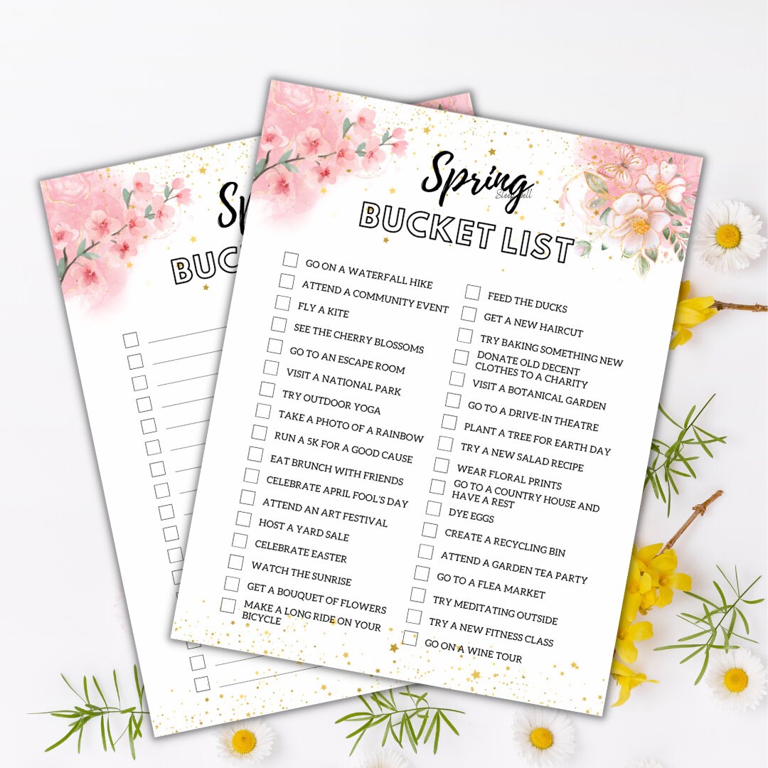 Spring Bucket List Printable Digital Spring Fun Activities Spring ...