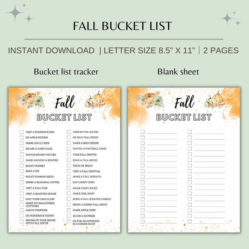 Fall Bucket List Printable | Autumn Fun Activities Idea | Autumn to Do ...