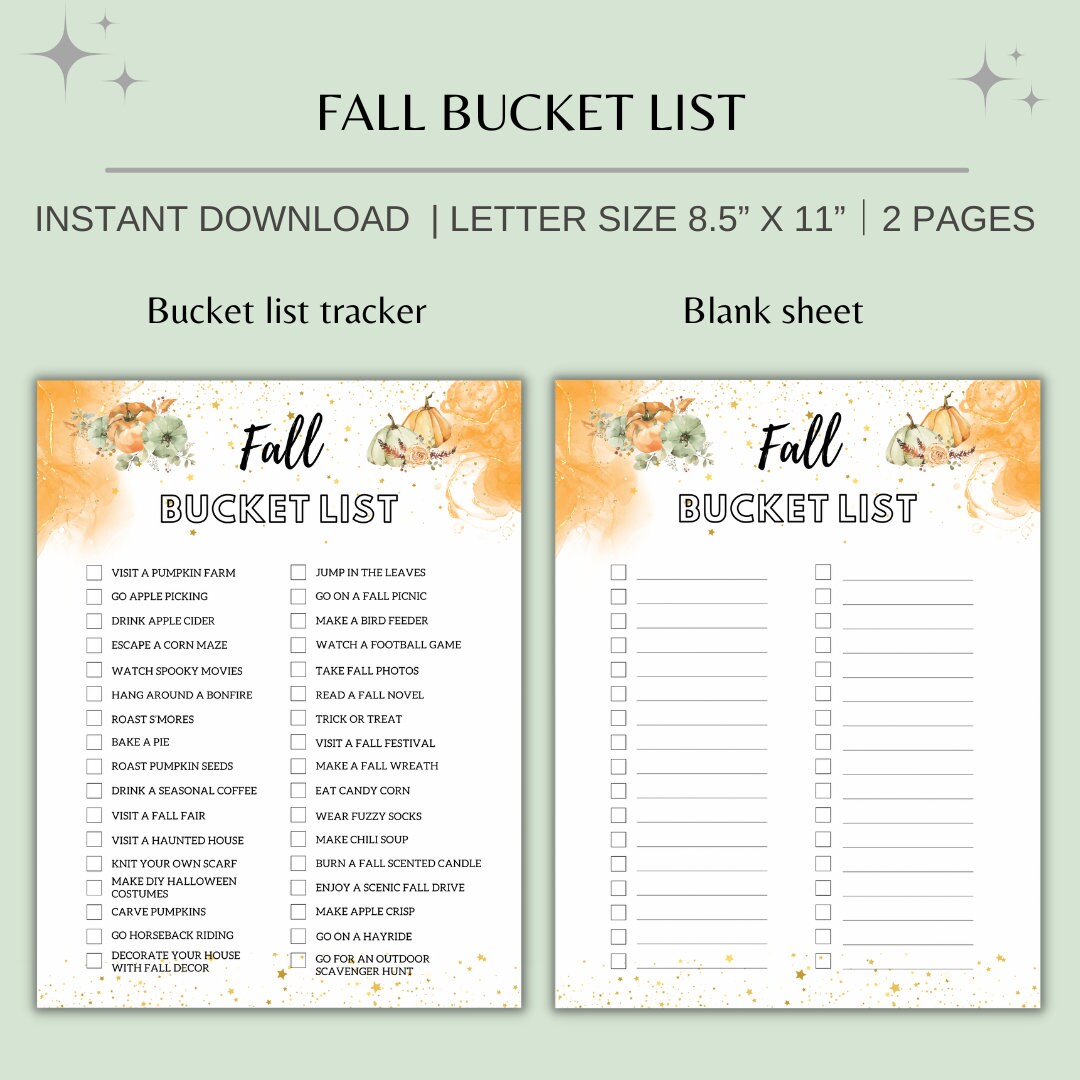 Fall Bucket List Printable | Autumn Fun Activities Idea | Autumn to Do ...