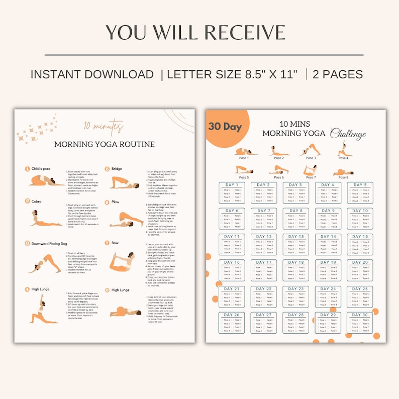 10 Mins Morning Yoga Planner Printable Morning Yoga Routine - Etsy