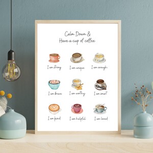 Coffee Affirmation Art Printable | Cafe Theme Self Empowerment Prints ...