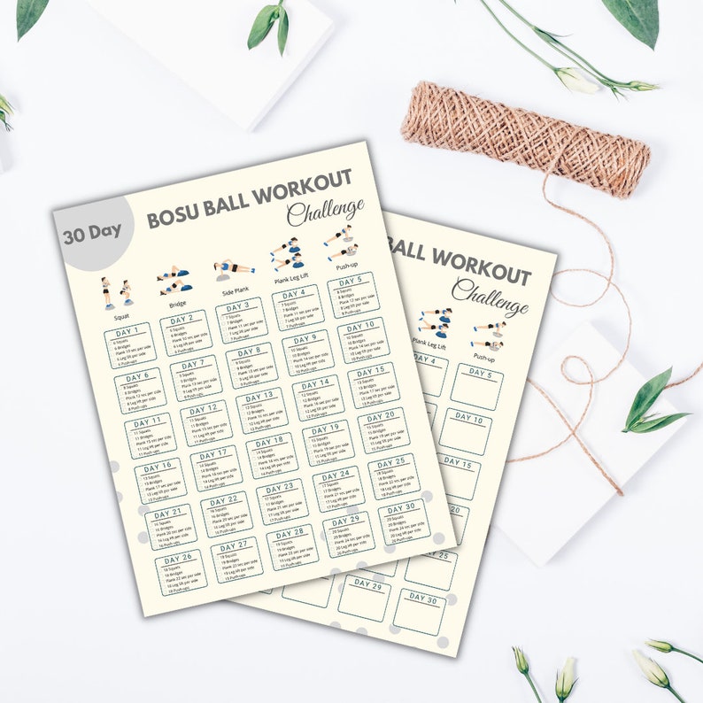 30 Day Bosu Ball Workout Challenge | Balance Ball Digital Fitness Guide ...