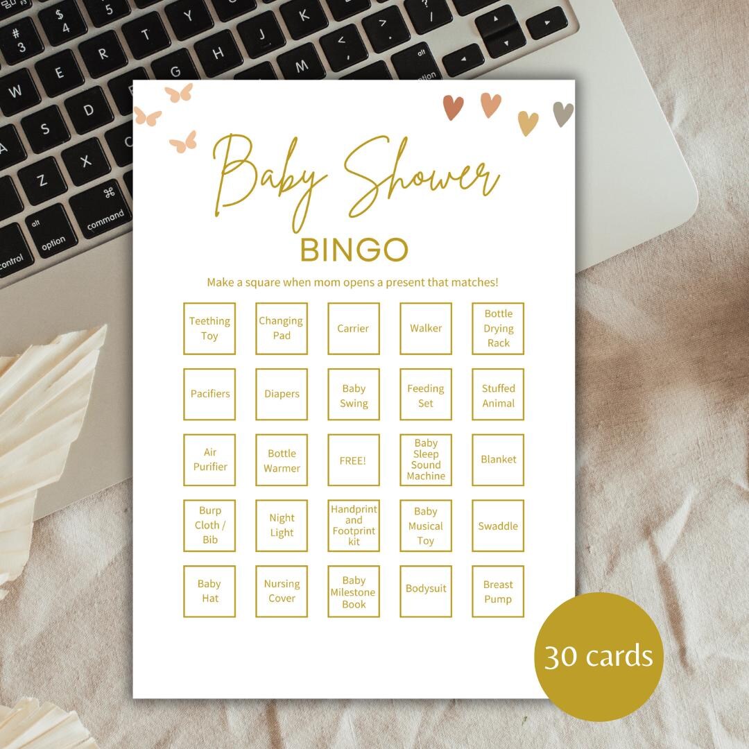 30 Baby Shower Bingo Cards | Prefilled Baby Bingo Game Cards | Baby ...