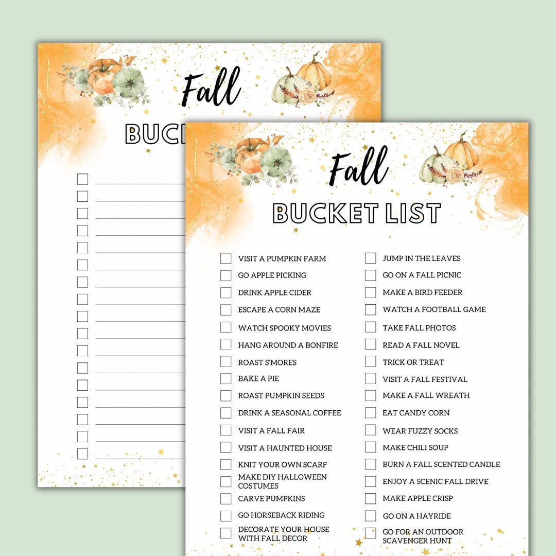 Fall Bucket List Printable | Autumn Fun Activities Idea | Autumn to Do ...