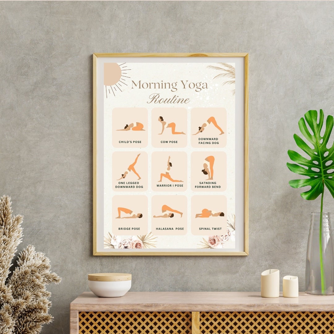 Morning Yoga Routine Poster Printable | Digital Yoga Poster | Morning ...