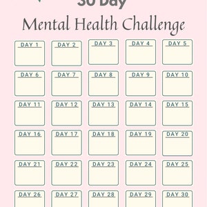 30 Day Mental Health Challenge Guide Self Care Worksheet - Etsy