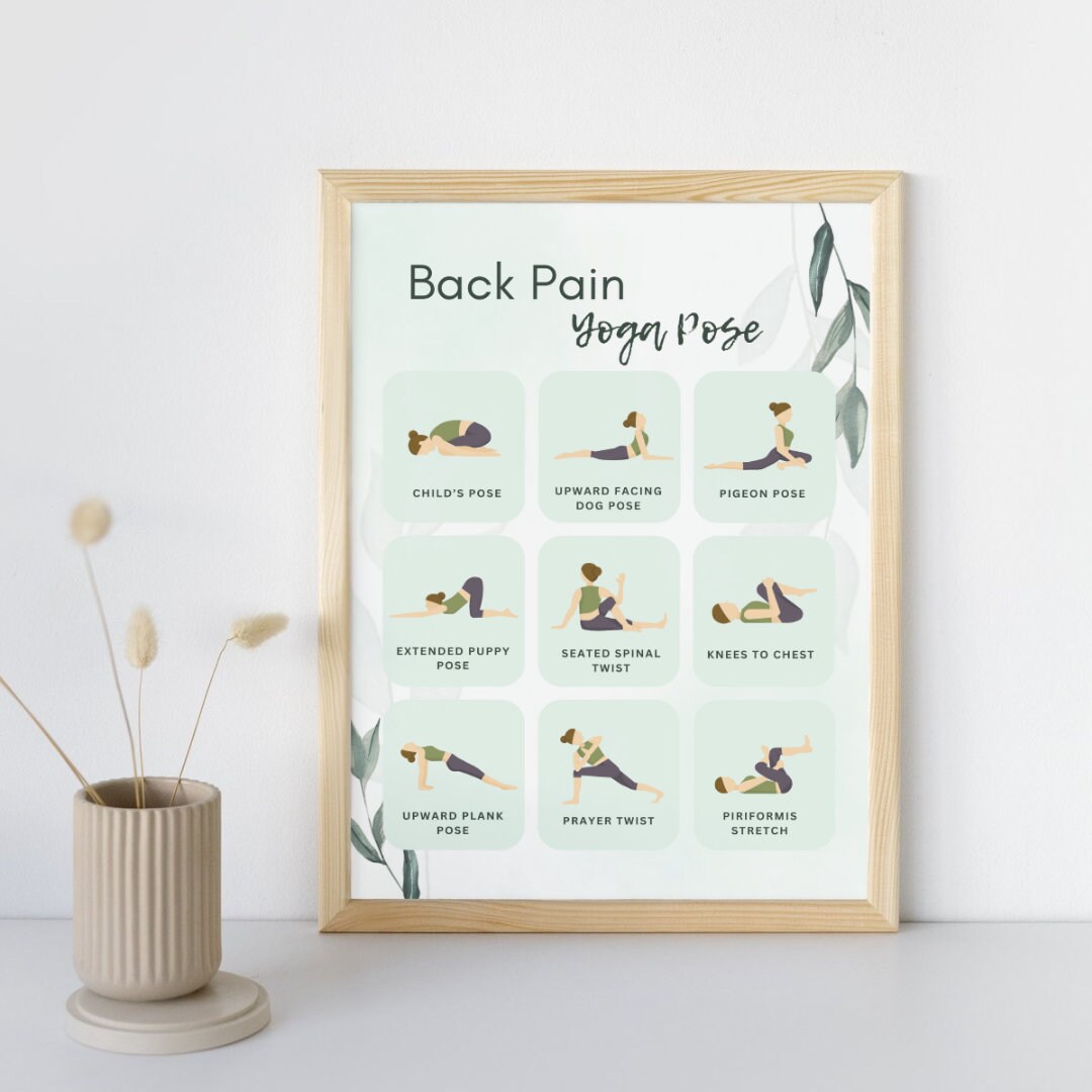 Back Pain Yoga Pose Poster | Digital Back Stretches Guide | Spinal ...