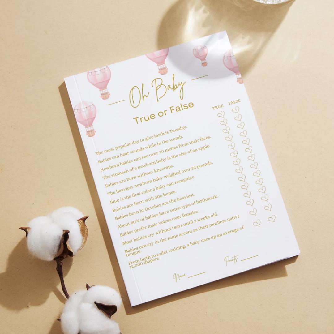 Baby Shower Game True or False | Digital Baby Shower Game | Baby Trivia ...