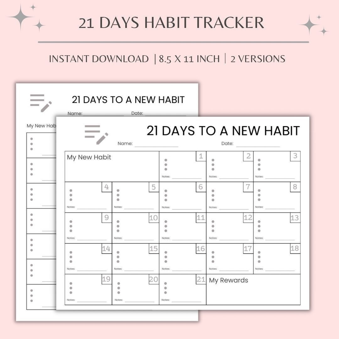 21 Days Habit Planner | Habit Tracker | Planner | - Etsy