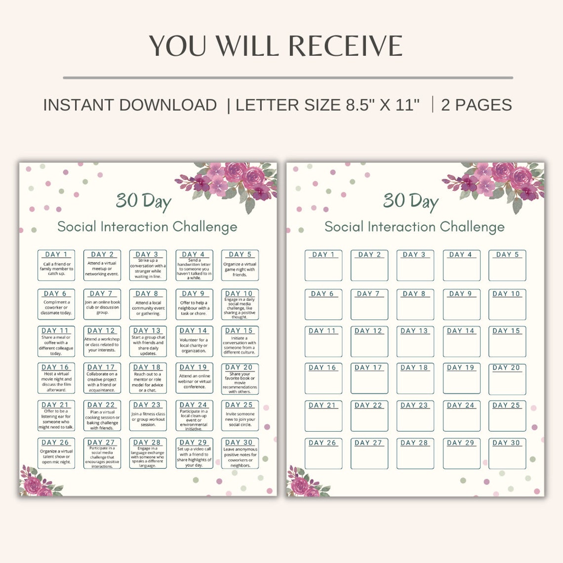 30 Day Social Interaction Challenge Digital Social Activities Ideas ...