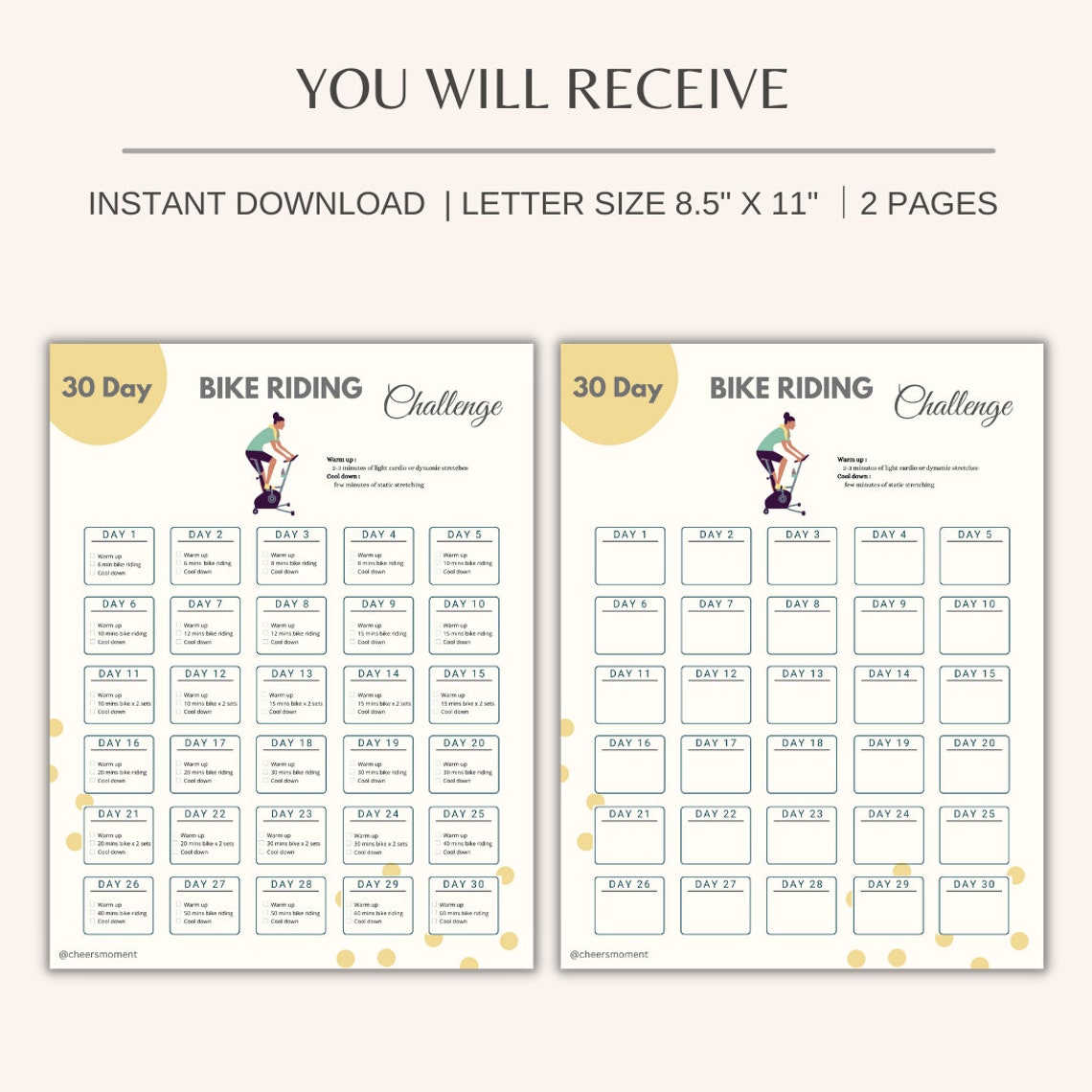 30 Day Bike Riding Challenge Printable | Bodybuilding Tracker | Fitness ...