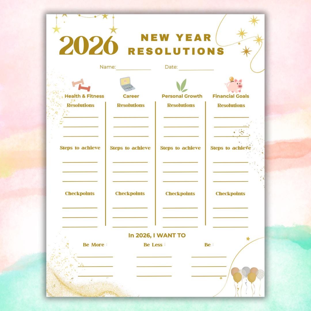 2026 New Year Resolution Planner | Goal Setting | Productivity Planner ...