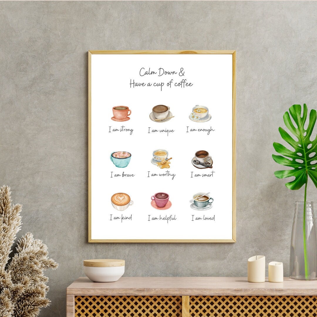 Coffee Affirmation Art Printable Cafe Theme Self Empowerment - Etsy