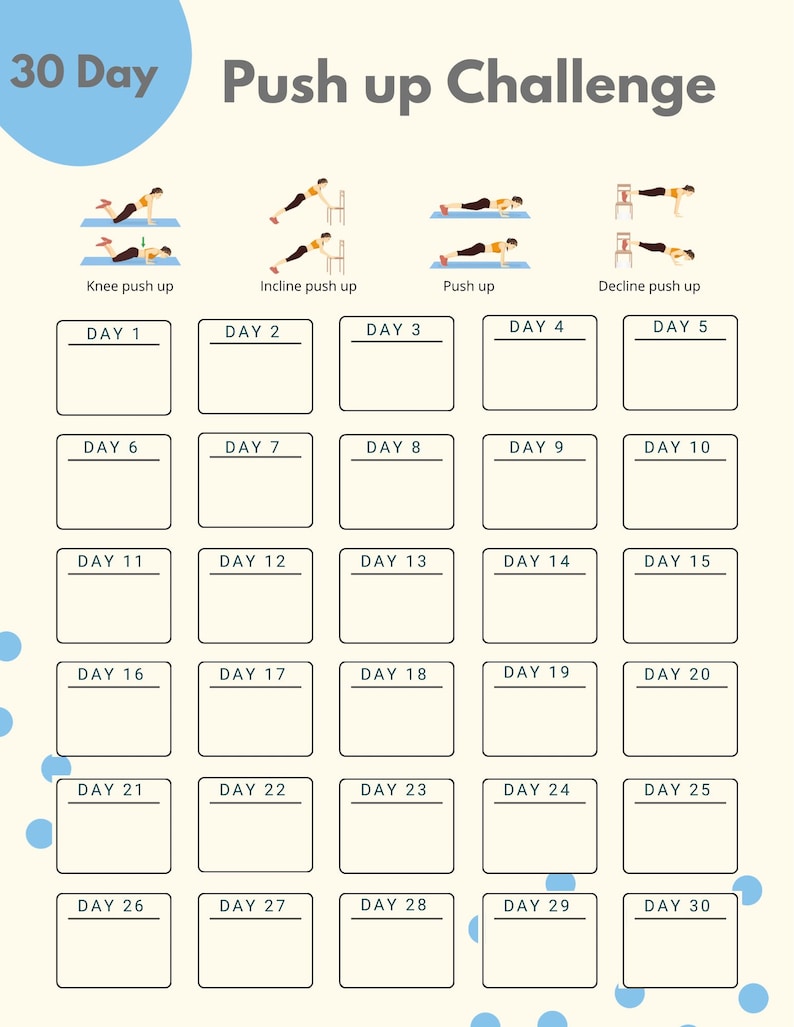 30 Day Push up Challenge Push up Workout Digital Workout - Etsy